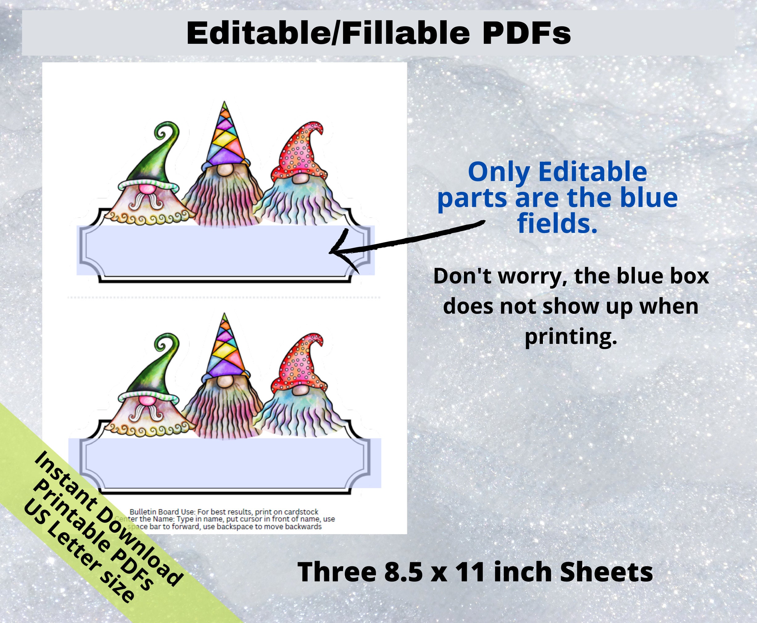 Gnomes, Editable Student Name Tags PRINTABLES, Classroom Bulletin Board ...