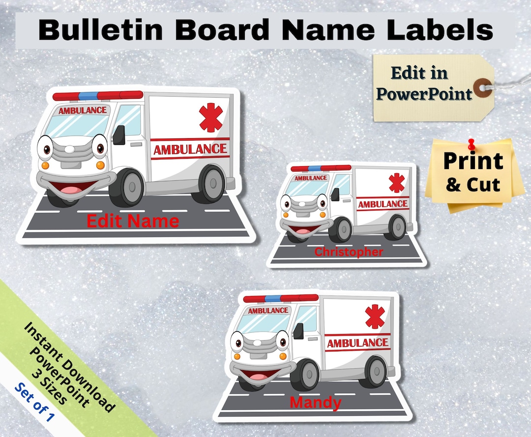 Ambulance Name Tags: Editable Classroom Decor (powerpoint, Digital ...