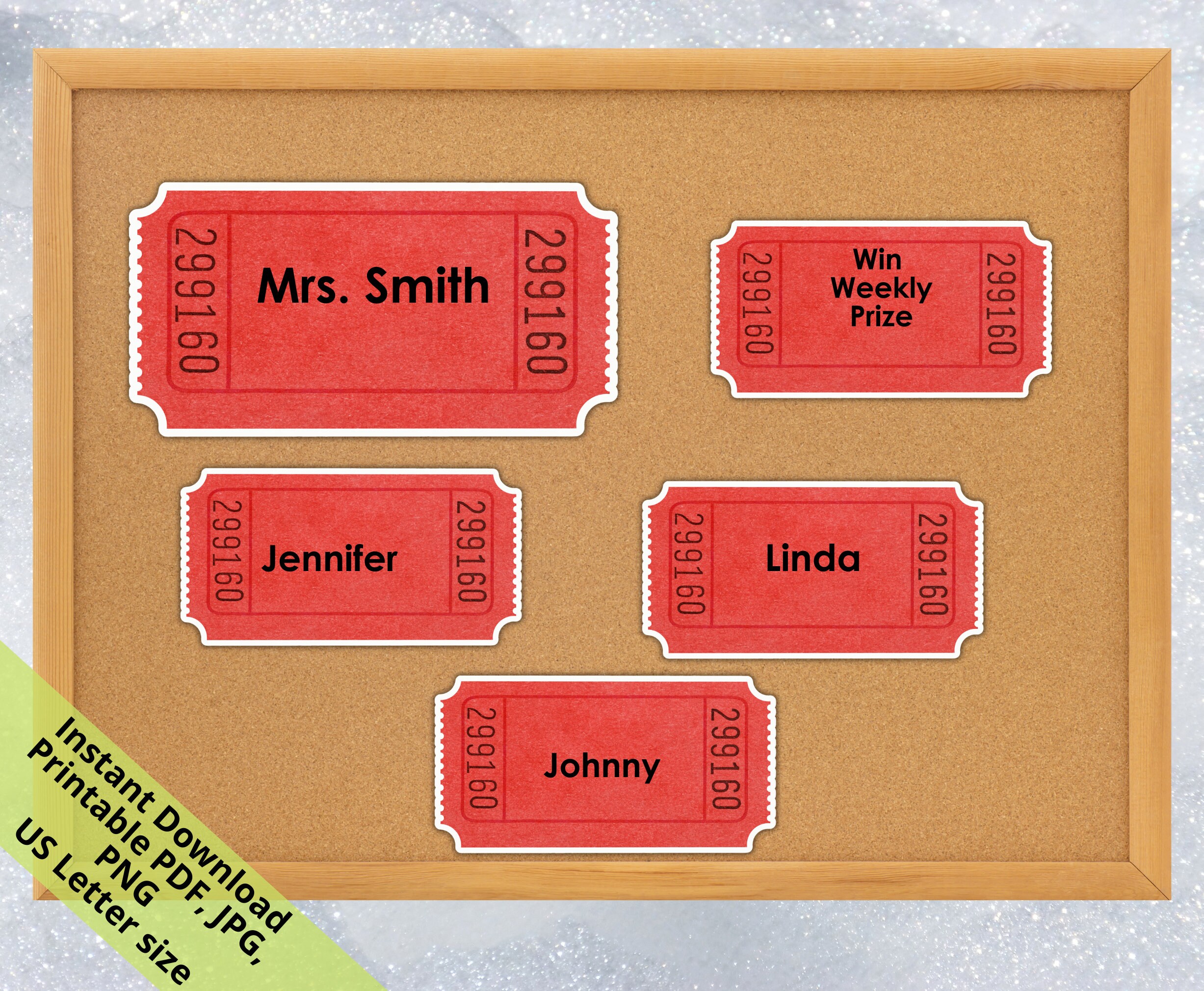 Red Raffle Ticket, Editable Student Name Tags PRINTABLES, Classroom ...