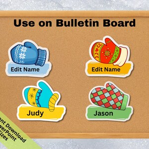 Winter Mittens, Editable Student Name Tags PRINTABLES, Classroom ...