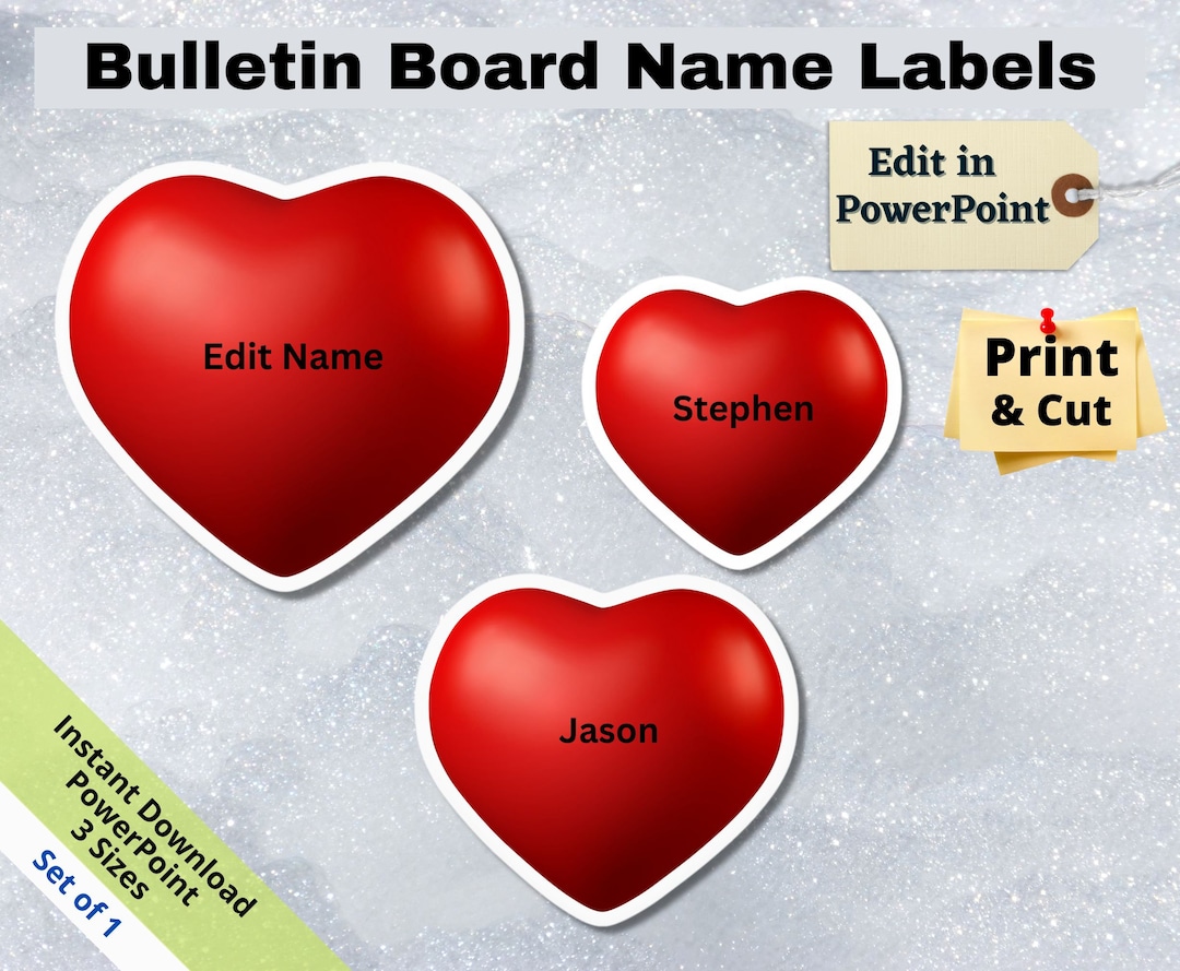 Valentine Red Heart Name Tags: Editable Student Labels (powerpoint ...
