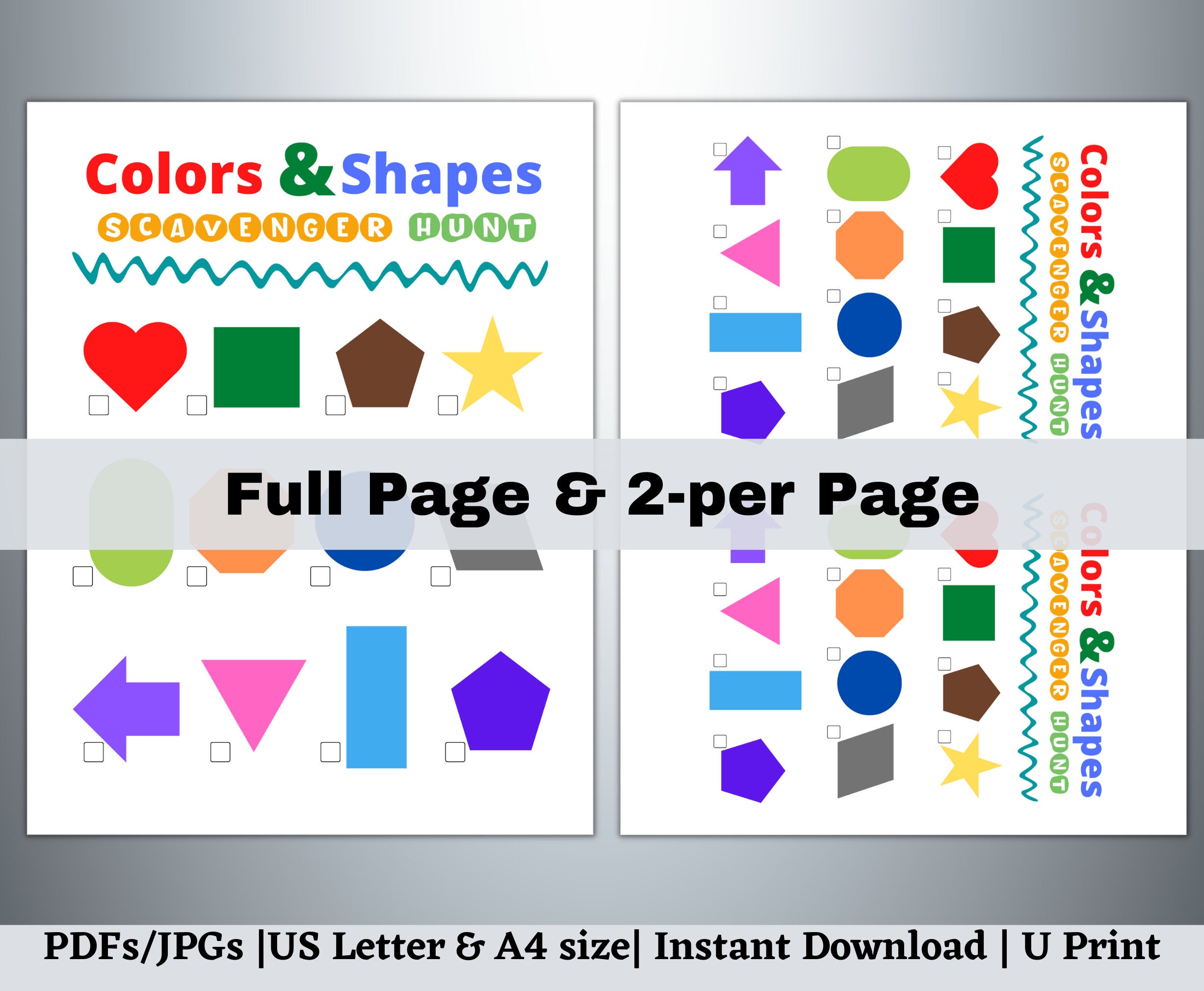Colors & Shapes Scavenger Hunt for Kids PRINTABLES, Games for Toddlers ...
