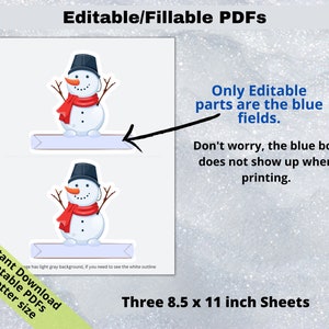 Snowman Winter, Editable Student Name Tags PRINTABLES, Classroom ...