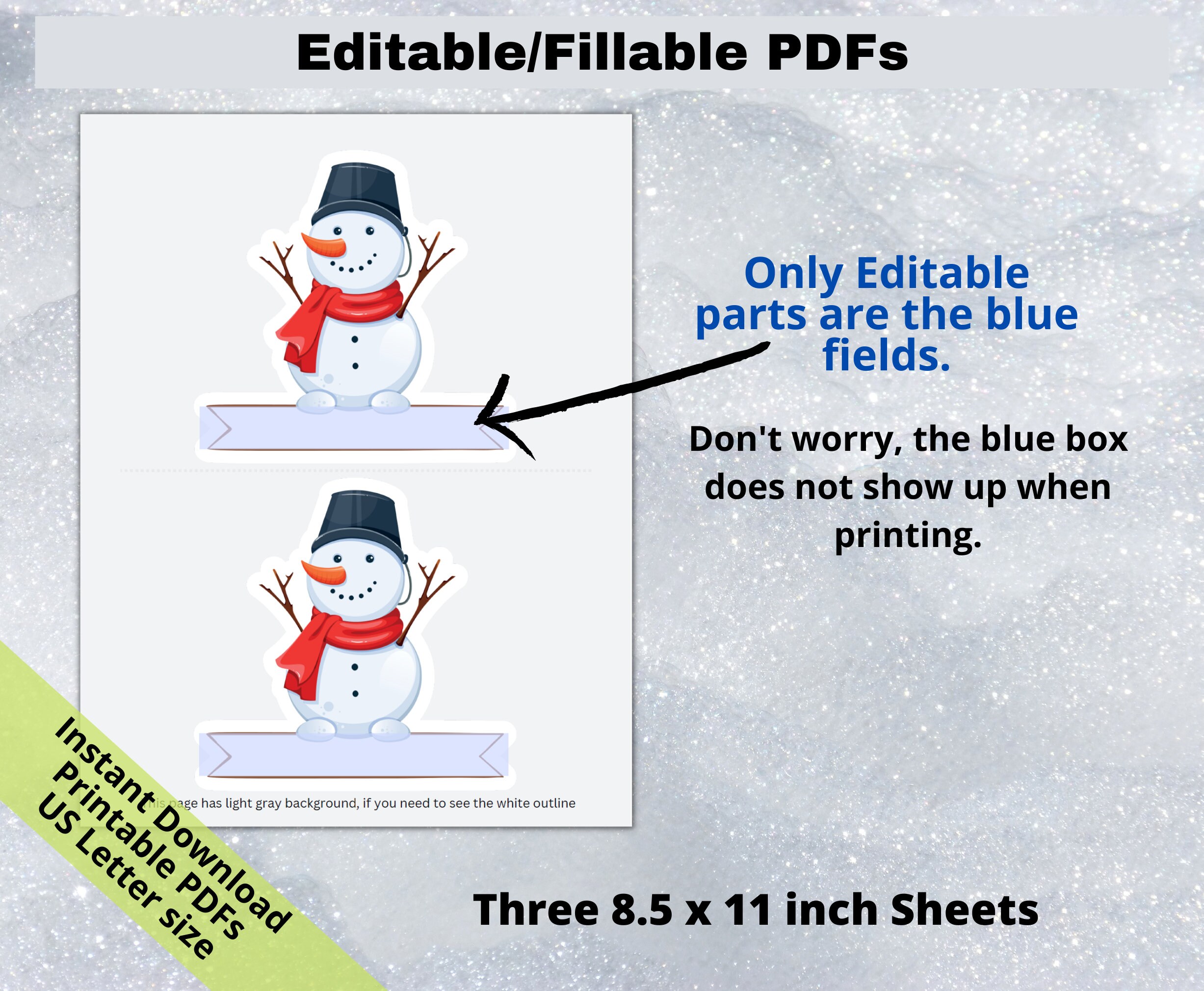 Snowman Winter, Editable Student Name Tags PRINTABLES, Classroom ...