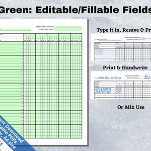 Printable Class Record PDF, Editable Attendance Log, Fillable ...