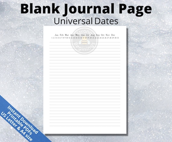 Blank Journal With Universal Dates PRINTABLE Lined Paper PDF - Etsy