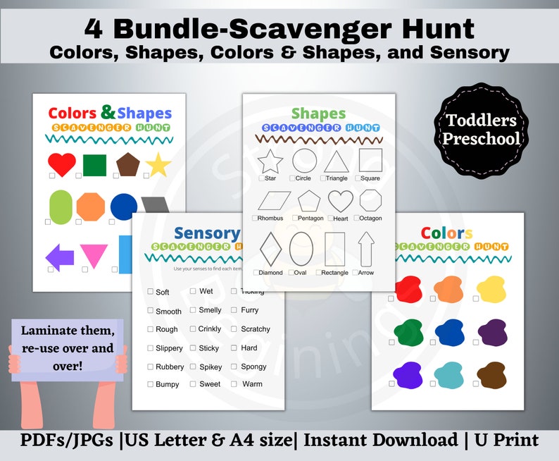 4 Bundle Scavenger Hunt for Kids PRINTABLES, Games for Toddlers ...