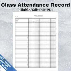 Printable Class Record PDF, Editable Attendance Log, Fillable ...