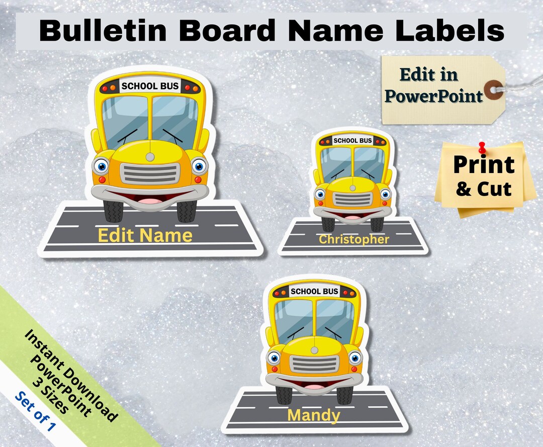 School Bus, Editable Student Name Tags PRINTABLES, Classroom Bulletin ...