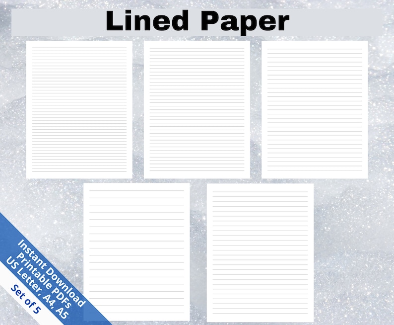 Printable Lined Paper PDF, Wide Ruled Paper, College Ruled Paper ...