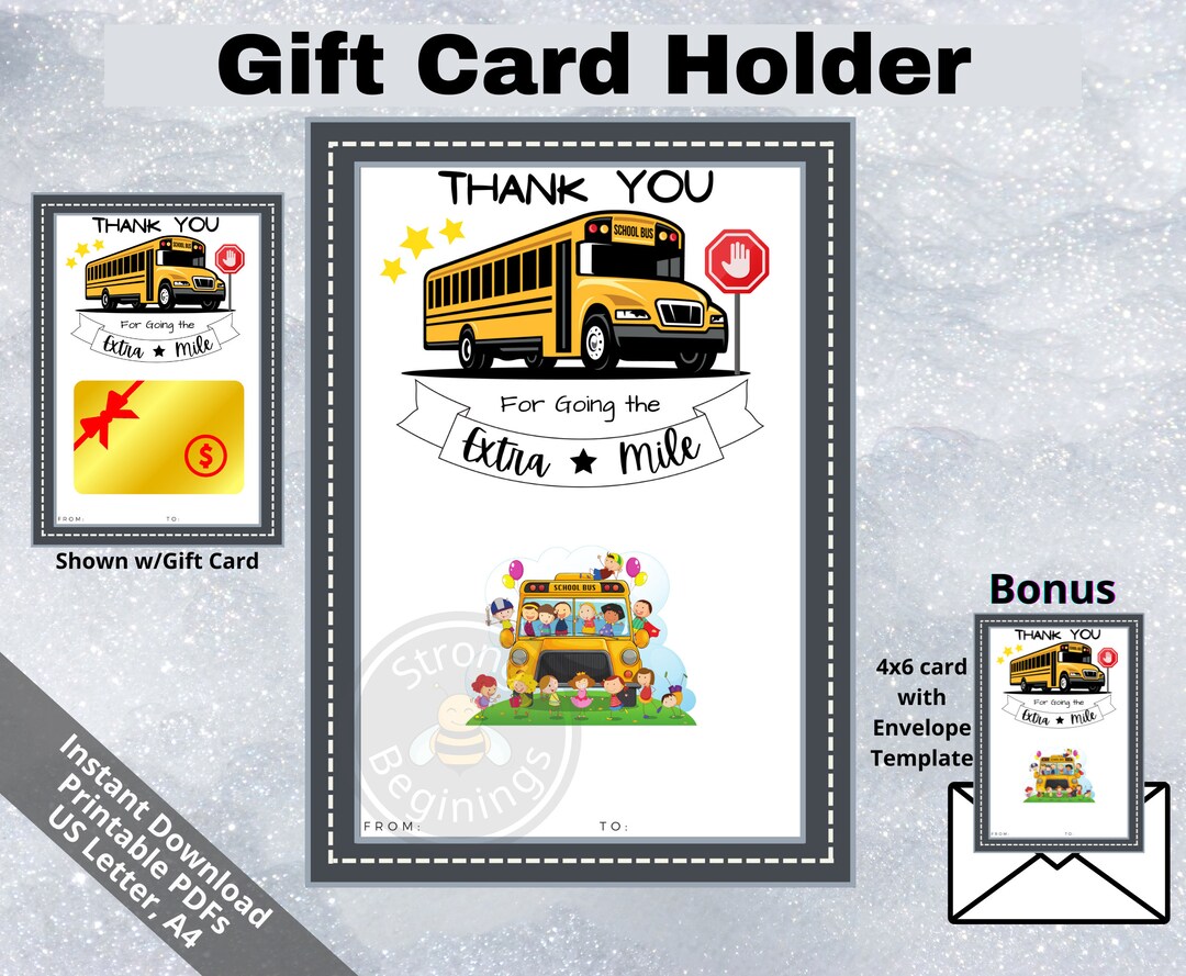 Bus Driver Gift Card Holder PRINTABLE, Bus Driver Thank You, Crossing ...