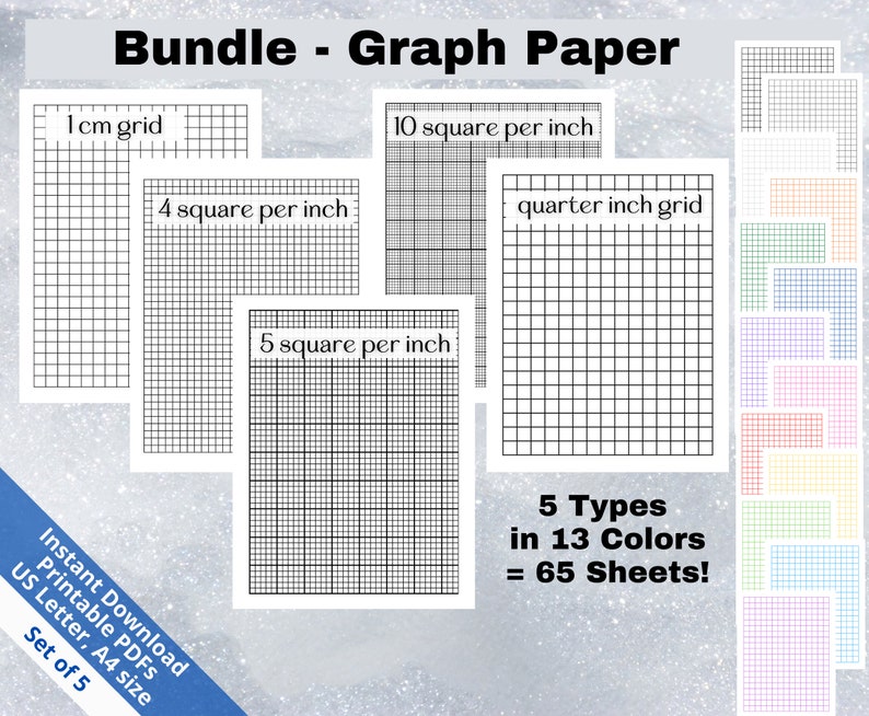 Printable Graph Paper PDF, Bundle Grid Paper, Digital Graph Paper ...