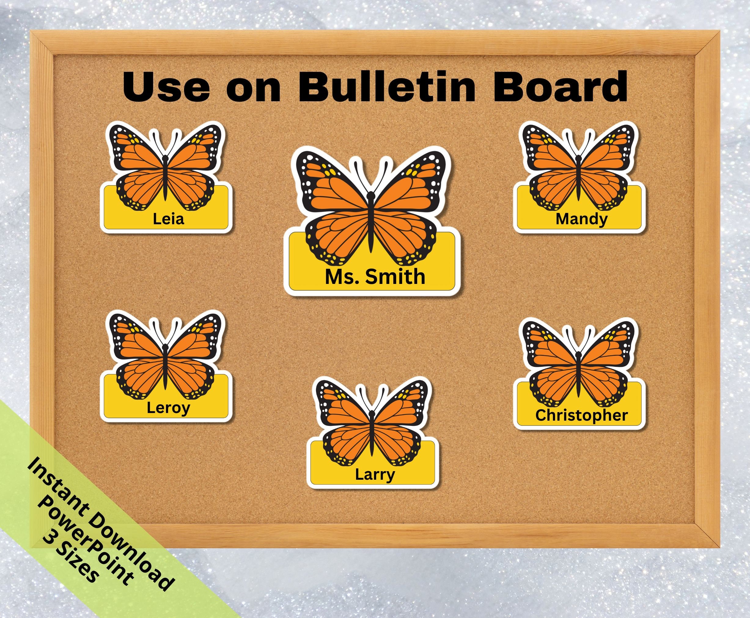 Monarch Butterfly Name Tags: Classroom Decor PRINTABLES (powerpoint ...