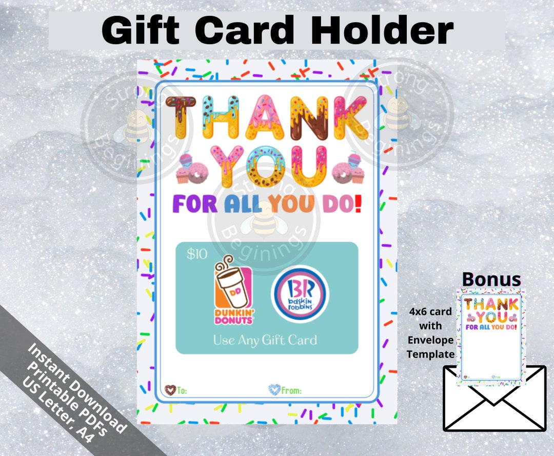 PRINTABLE Thank You Gift Card Holder, Teacher Thank You, Teacher Gift ...