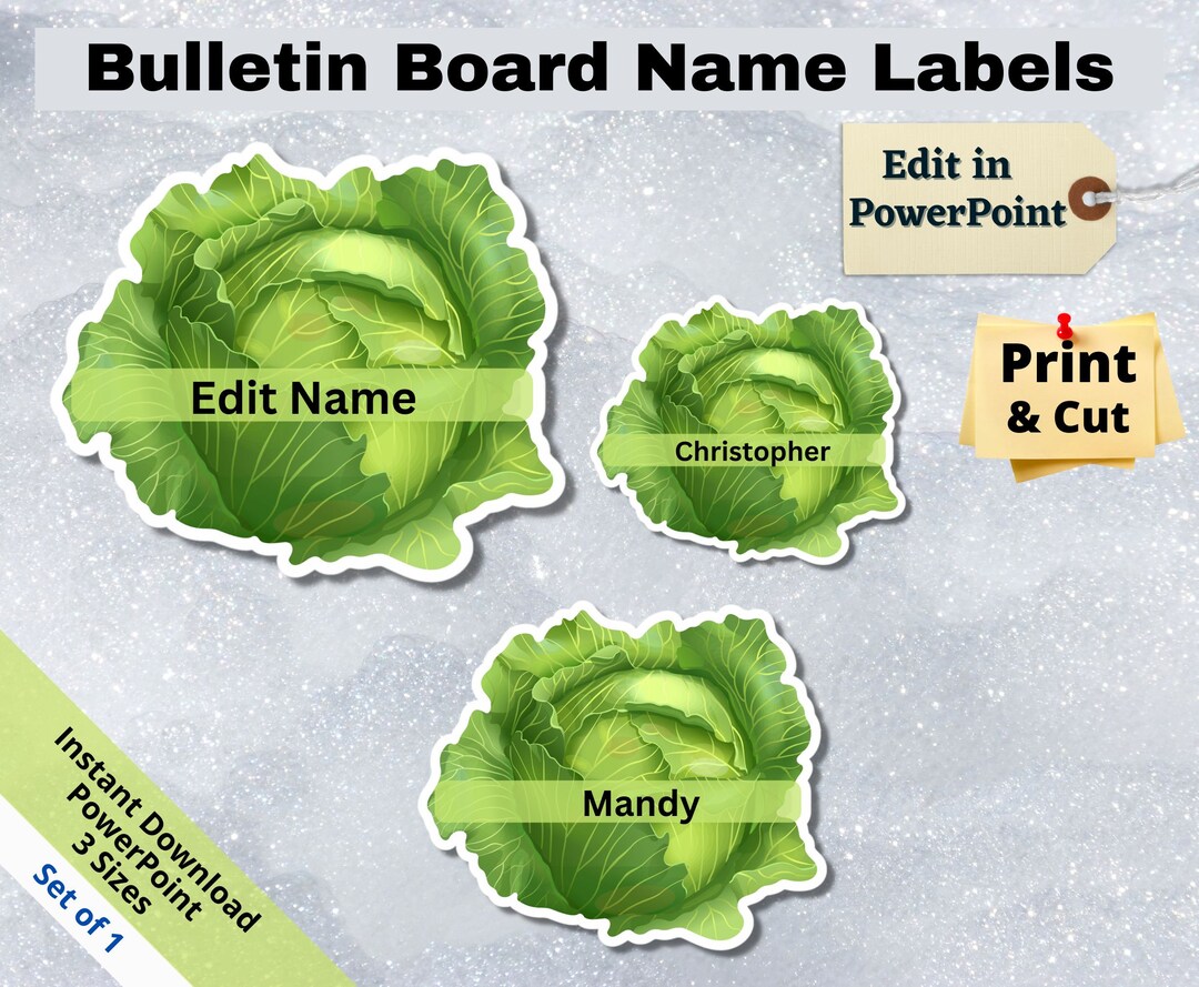 Cabbage, Editable Student Name Tags PRINTABLES, Classroom Bulletin ...
