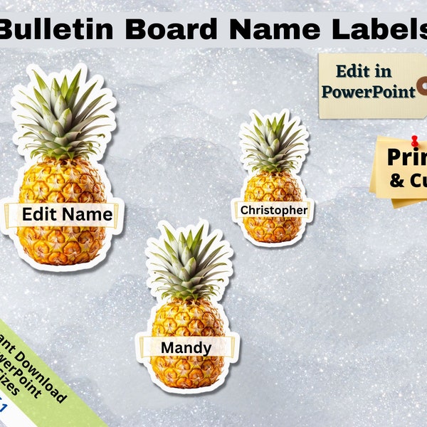 Pineapple School Name Tags - Etsy