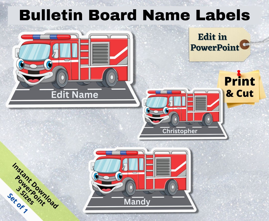 Fire Truck Name Tags: Editable Classroom Decor (printable) - Etsy