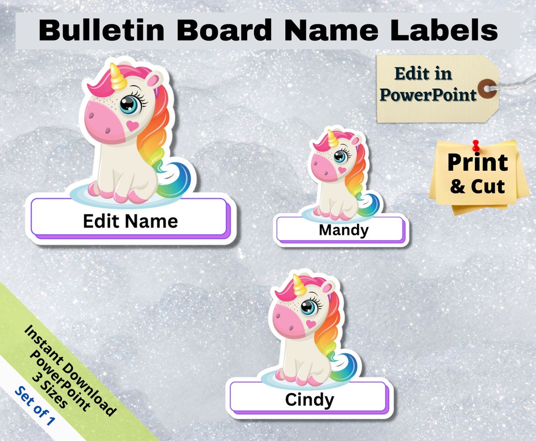 Unicorn Pink Heart Editable Student Name Tags PRINTABLES - Etsy
