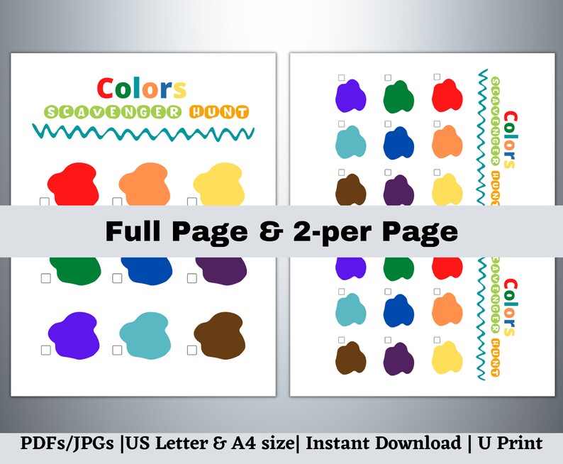 Colors Scavenger Hunt for Kids PRINTABLES, Games for Toddlers Preschool ...