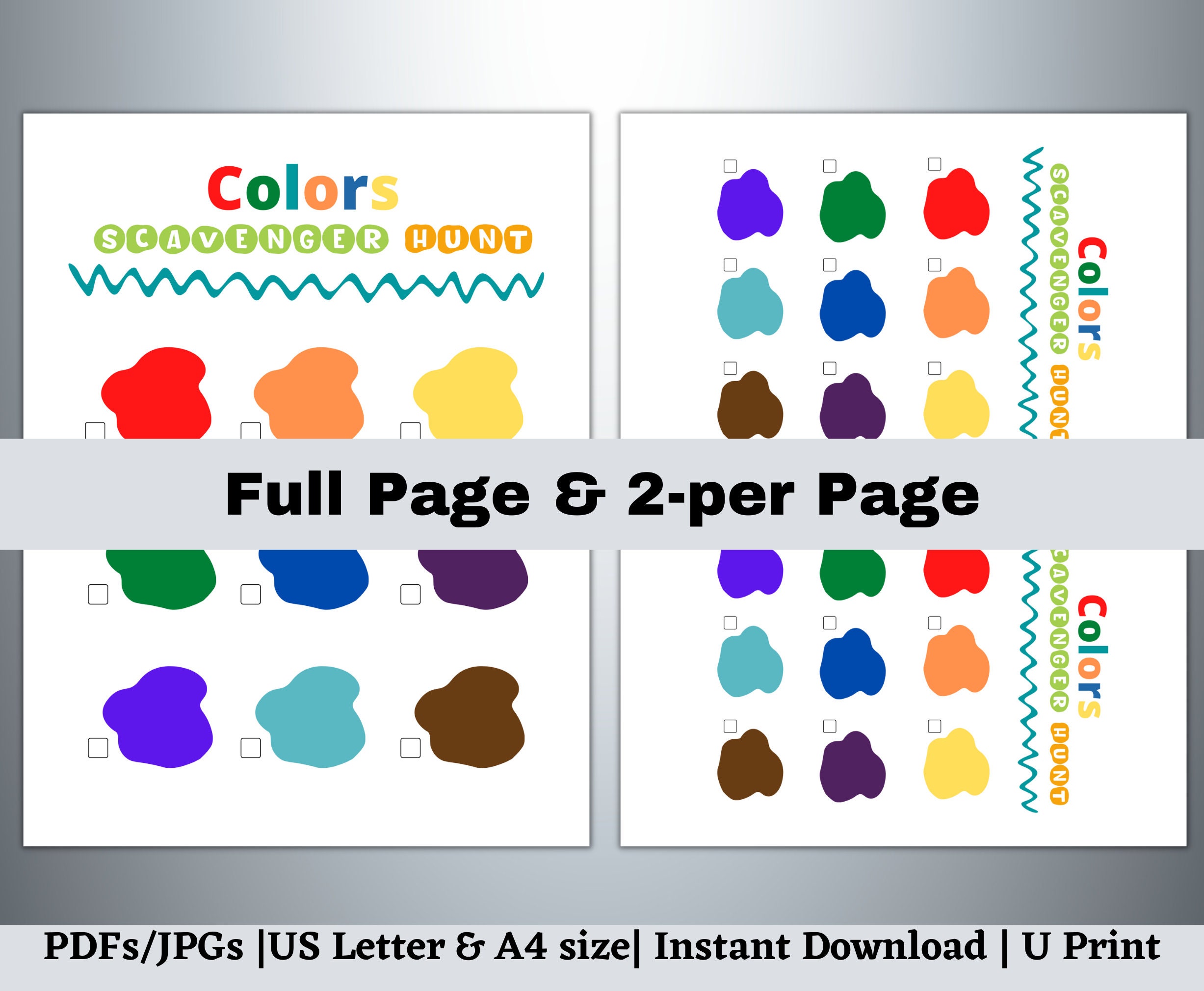 Colors Scavenger Hunt for Kids PRINTABLES, Games for Toddlers Preschool ...