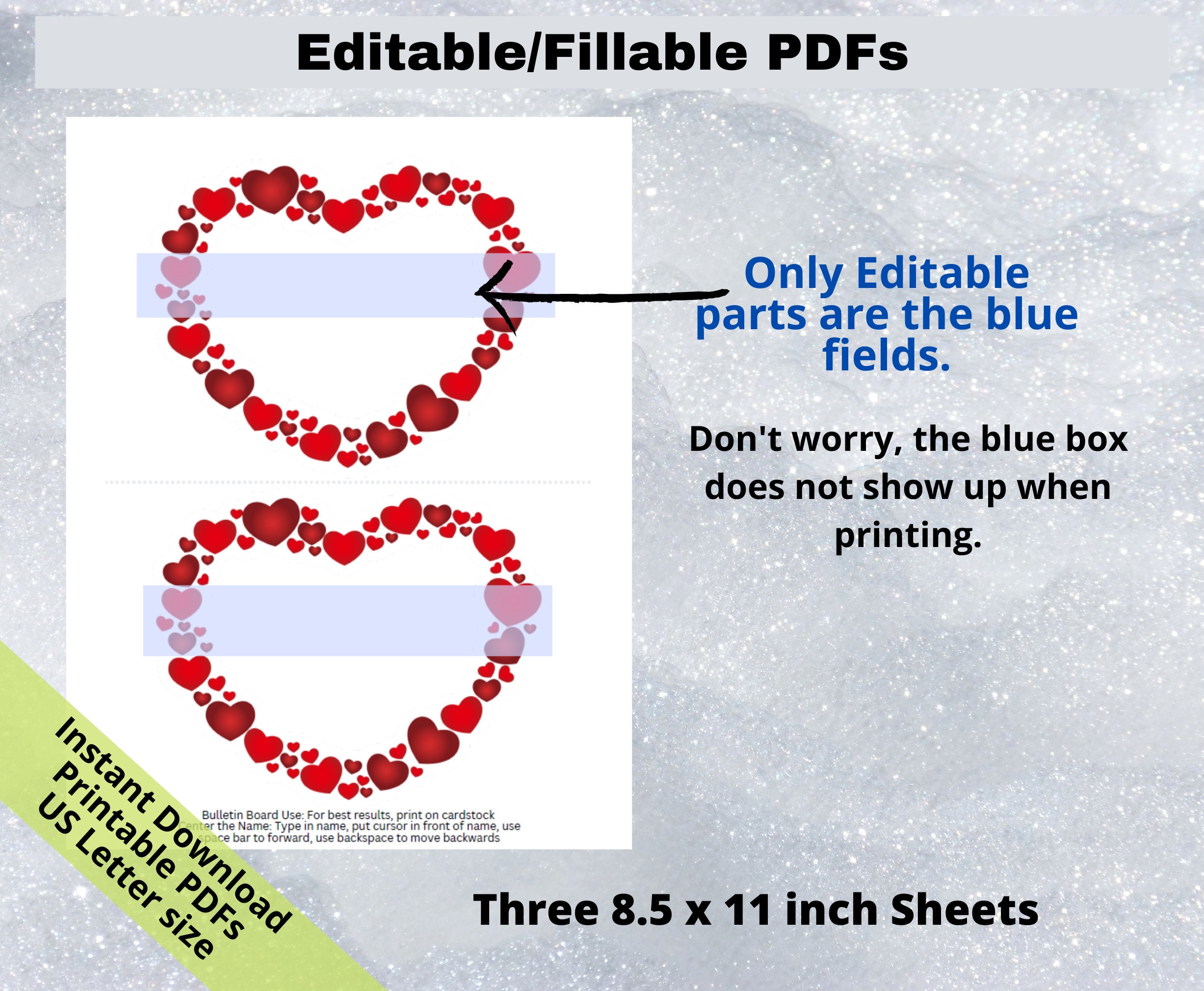 Hearts Valentine, Editable Student Name Tags PRINTABLES, Classroom ...