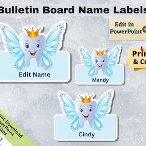 Tooth Fairy, Editable Student Name Tags PRINTABLES, Classroom Bulletin ...