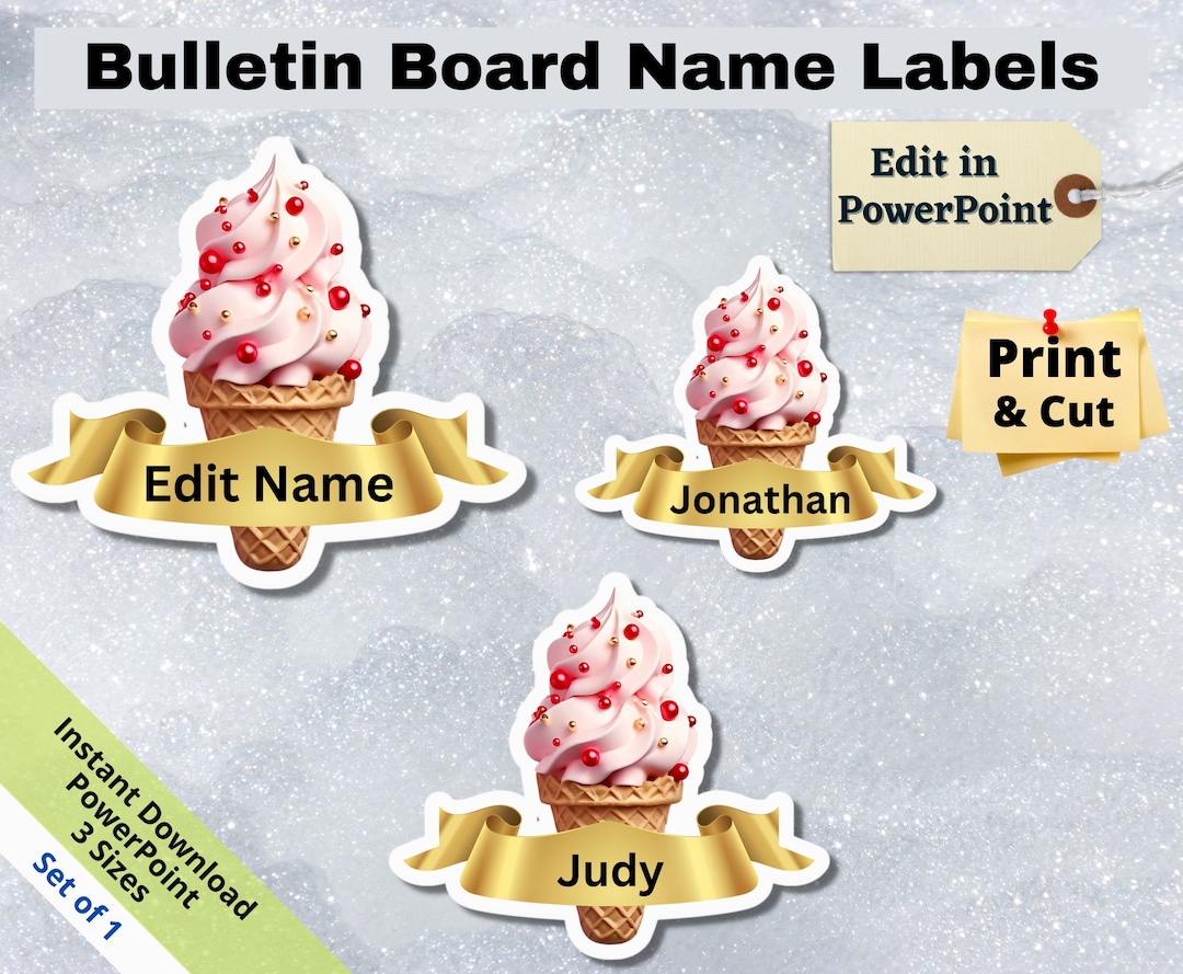 Ice Cream Cone Name Tags: Editable Classroom Decor (powerpoint, Digital ...