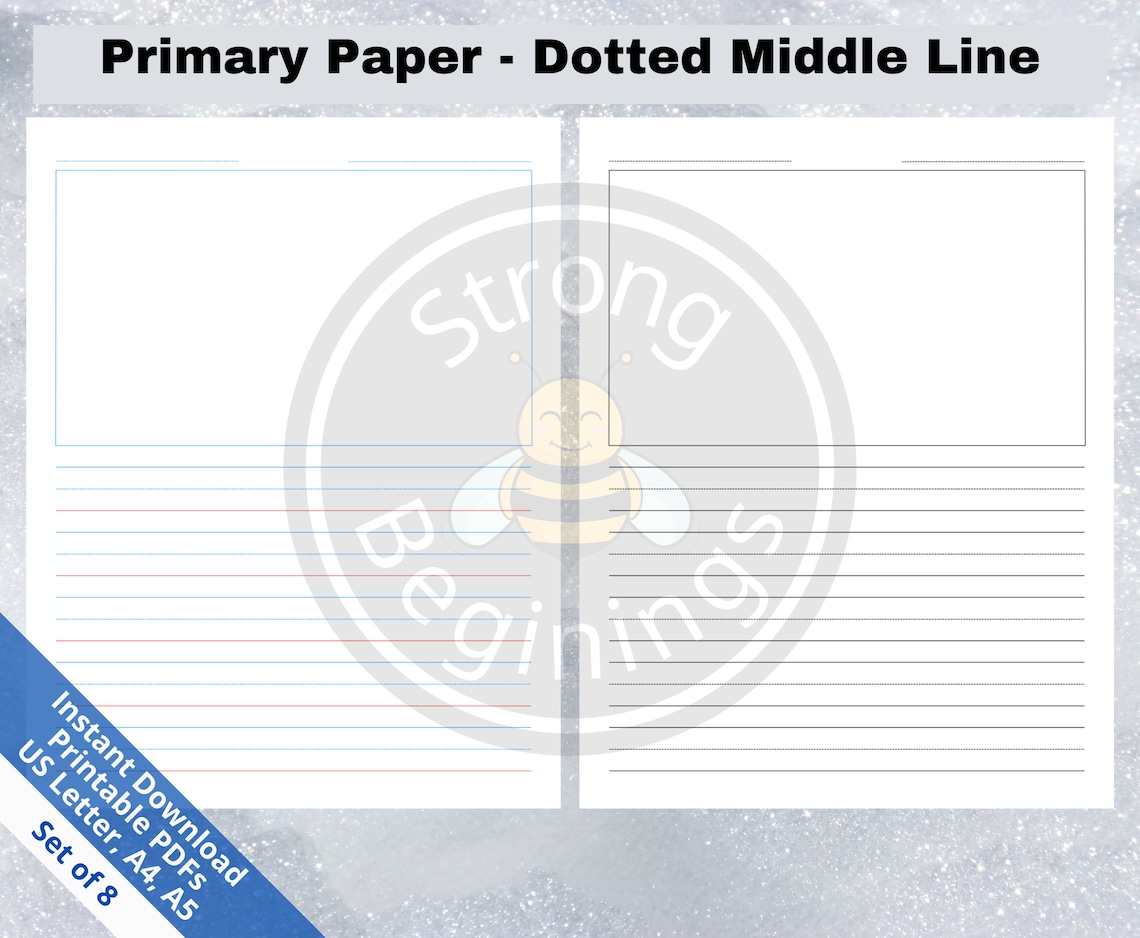 Printable Draw and Write PDF, Primary Writing Paper, Digital Lined ...