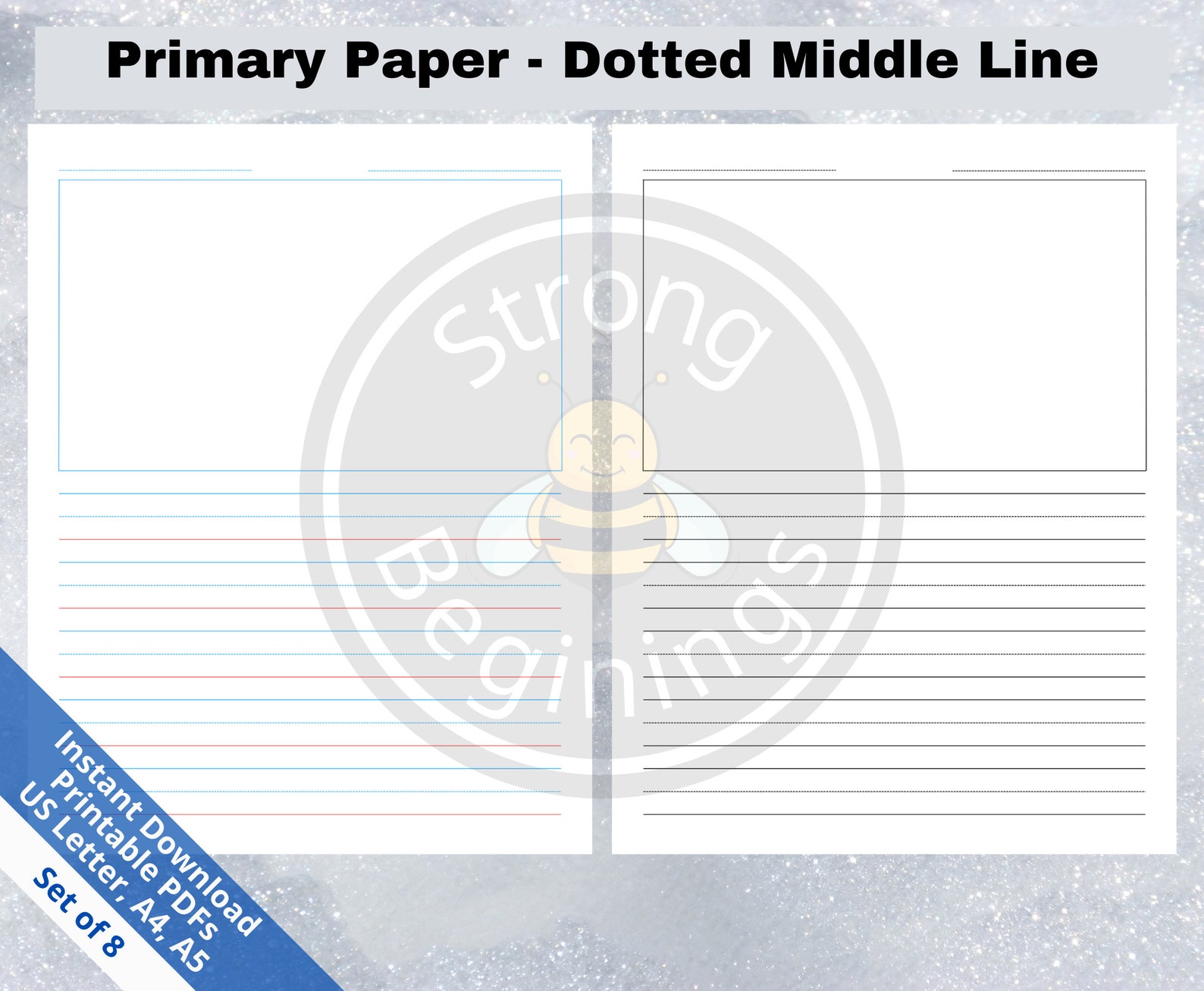 Printable Draw and Write PDF, Primary Writing Paper, Digital Lined ...