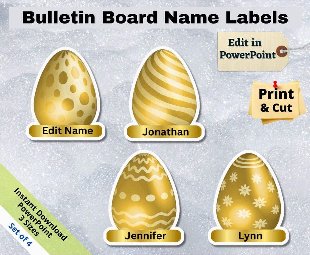 Gold Easter Eggs Editable Student Name Tags PRINTABLES - Etsy