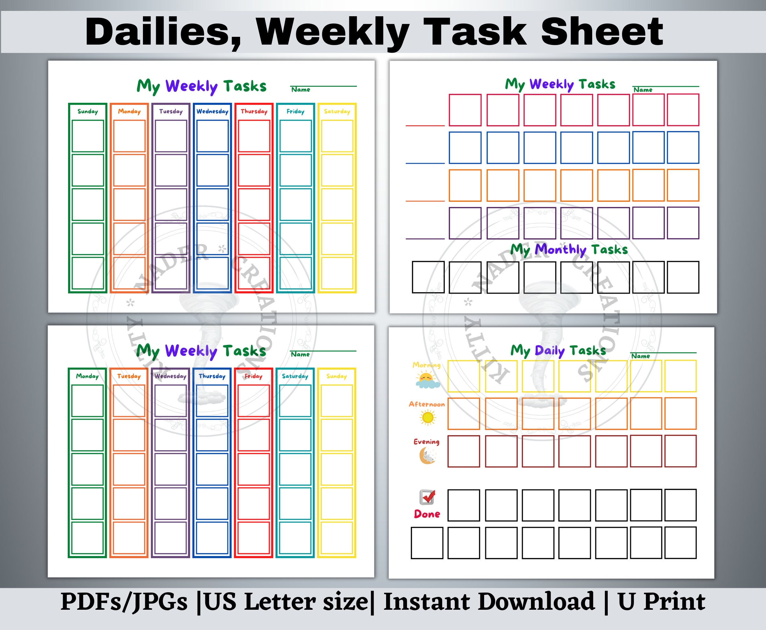 Daily Visual Routine Chart With Cards Morning Afternoon Evening ...