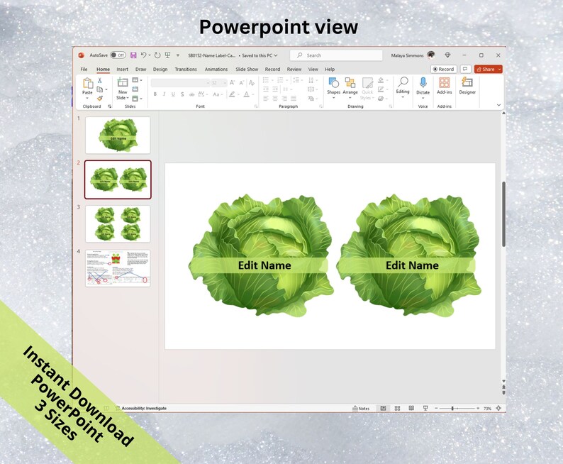 Cabbage Name Tags: Editable Classroom Decor (powerpoint Digital ...