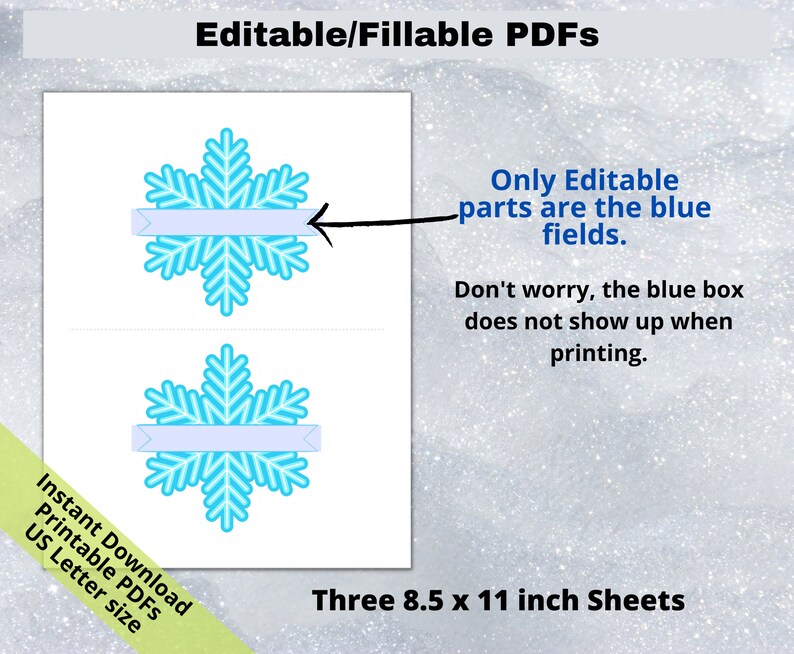 Snowflake Winter, Editable Student Name Tags PRINTABLES, Classroom ...