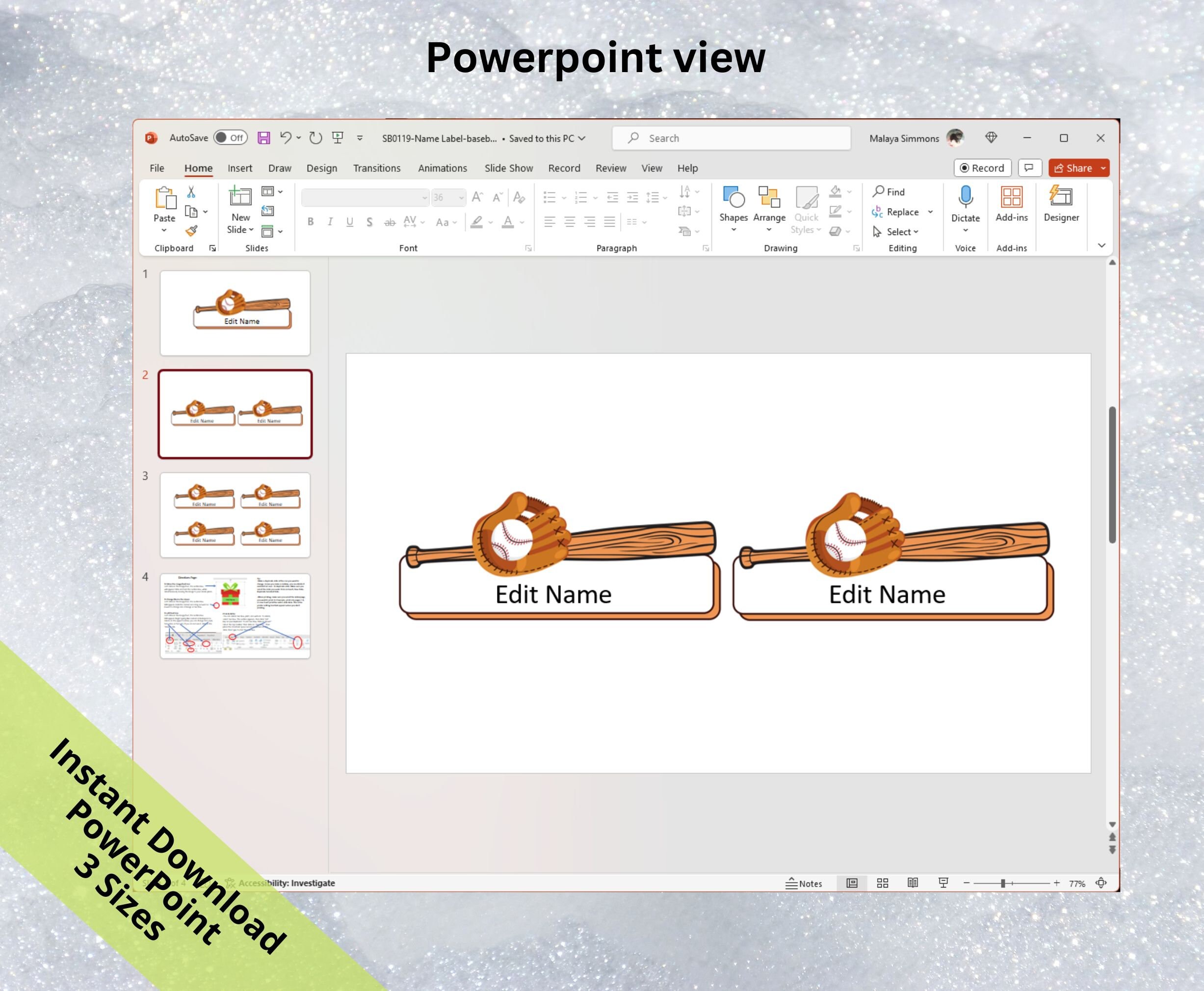 Baseball Bat Glove, Editable Student Name Tags PRINTABLES, Classroom ...