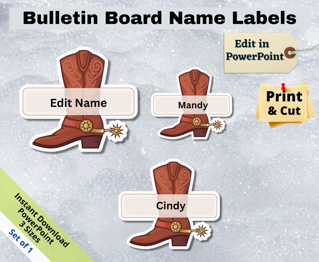 Brown Boot, Editable Student Name Tags PRINTABLES, Classroom Bulletin ...
