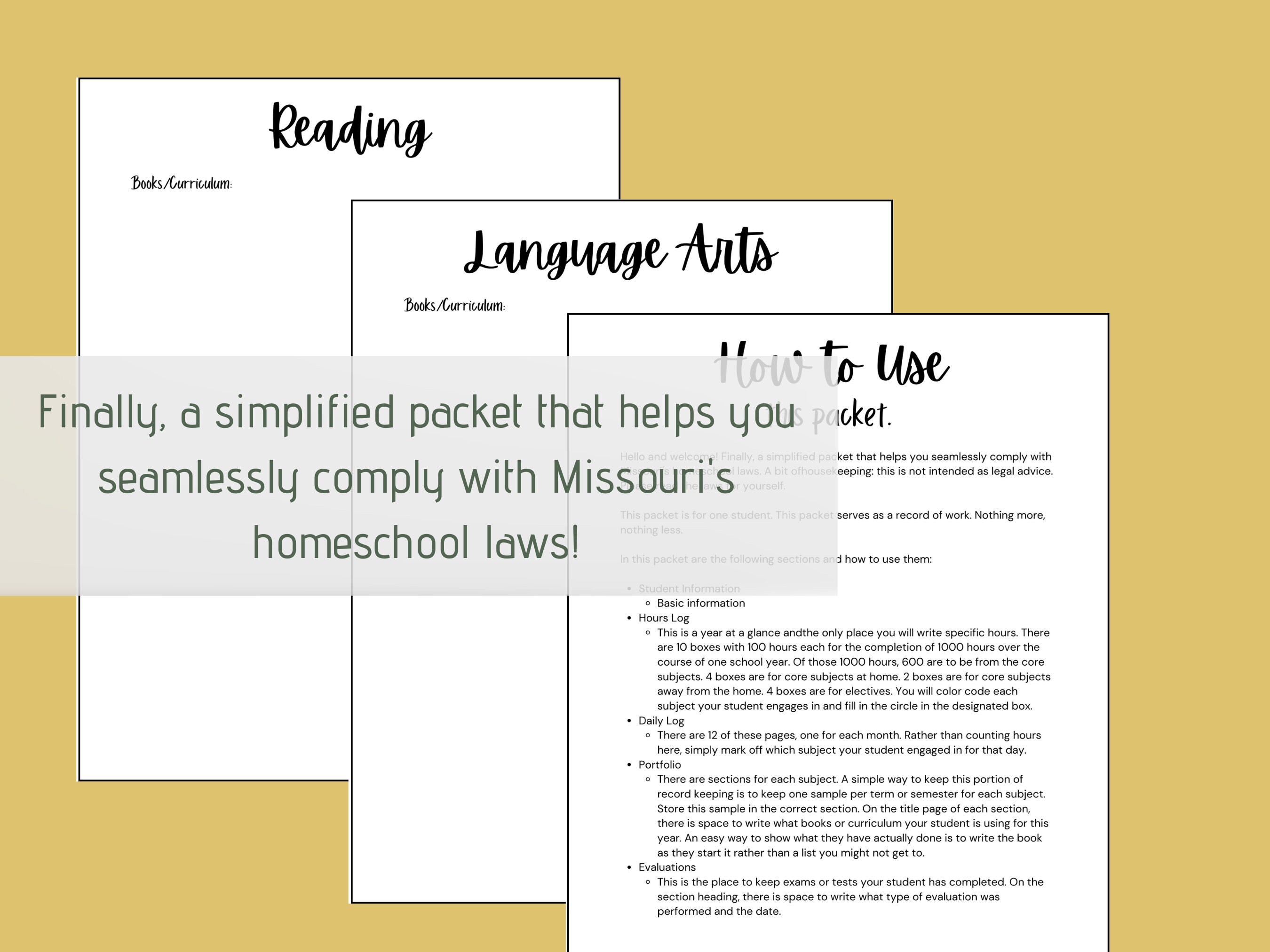 Printable Missouri Homeschool Portfolio and Hours Log - Etsy