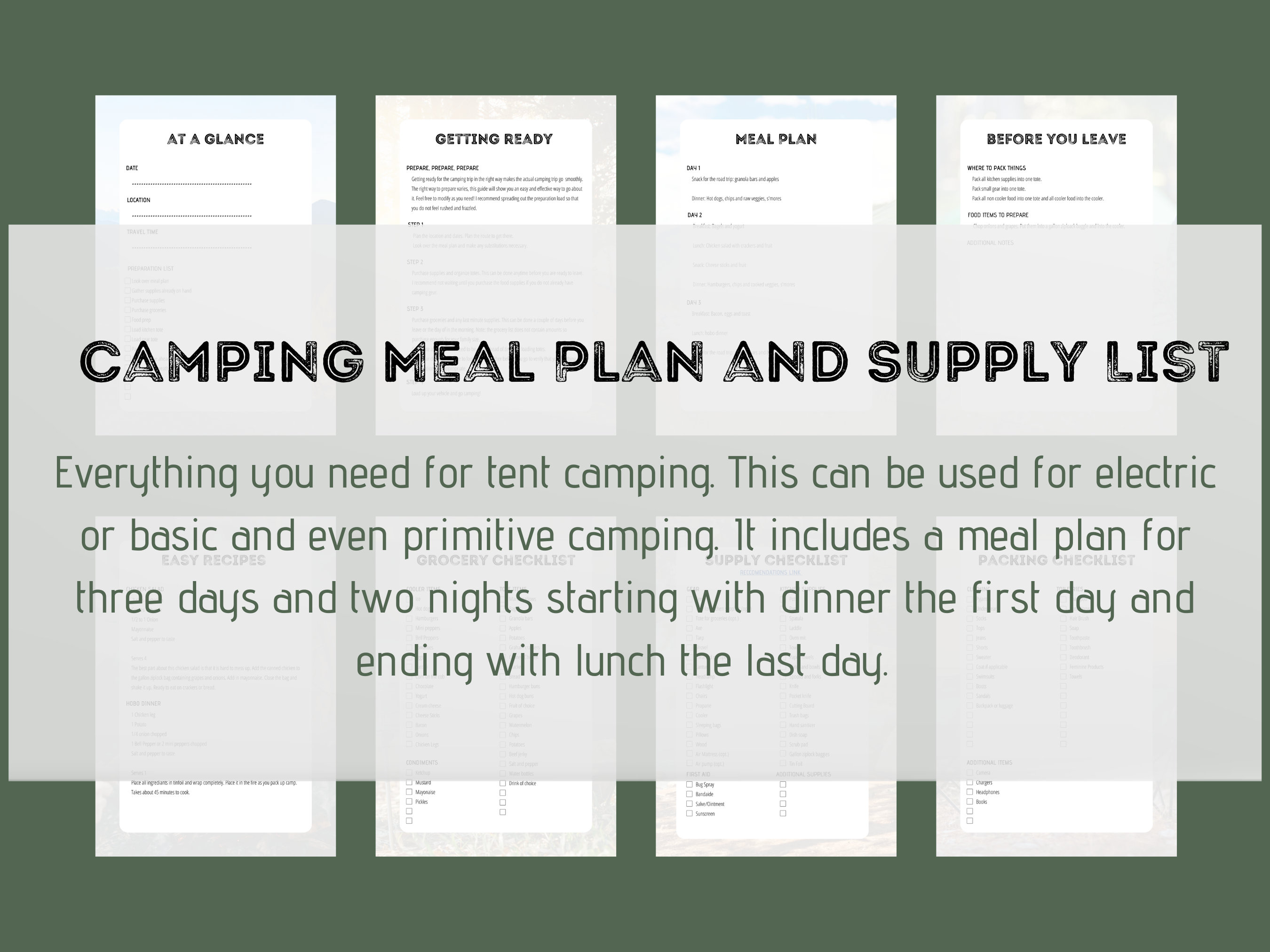 Camping Guide, Camping Meal Plan, Camping Supply List, How to Camp With ...