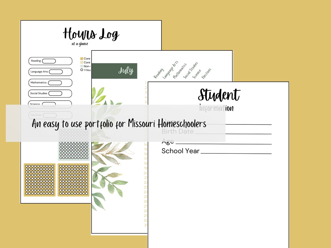 Printable Missouri Homeschool Portfolio and Hours Log - Etsy