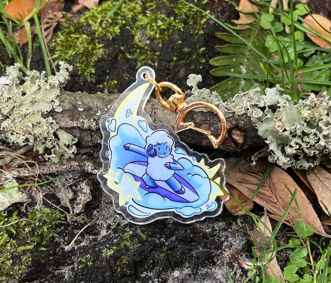 Cloud-surfing Sheep Keychain With Moon Charm Clasp – Dream Weaver - Etsy