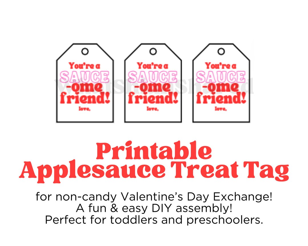 Valentine's Day Treat Tags Applesauce Non-candy Preschool Toddlers You ...