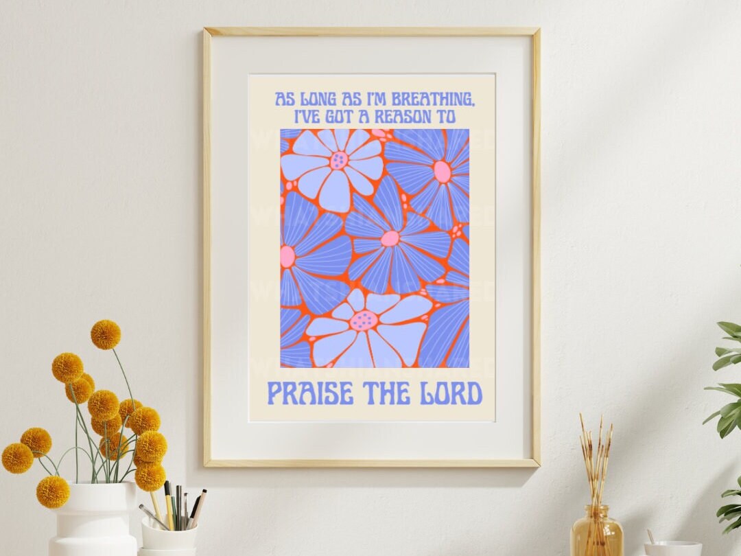 Christian Printable Art Worship Music Girly Retro Reason to Praise Wall ...
