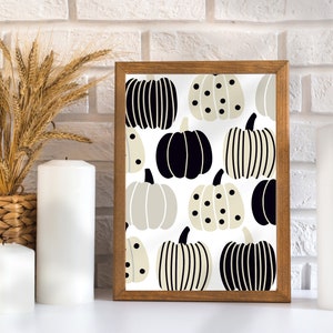 Printable Fall Wall Art Neutral Pumpkins Trendy Poster Boho Retro Style ...
