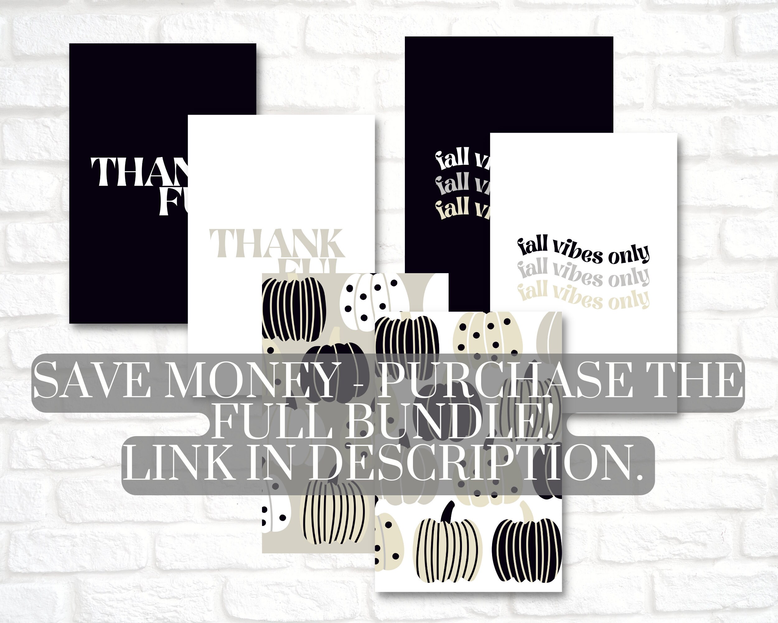 Printable Fall Wall Art Neutral Pumpkins Trendy Poster Boho Retro Style ...