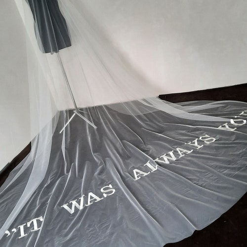 Personalized Veil With Embroidered Text Individual Veil Text - Etsy