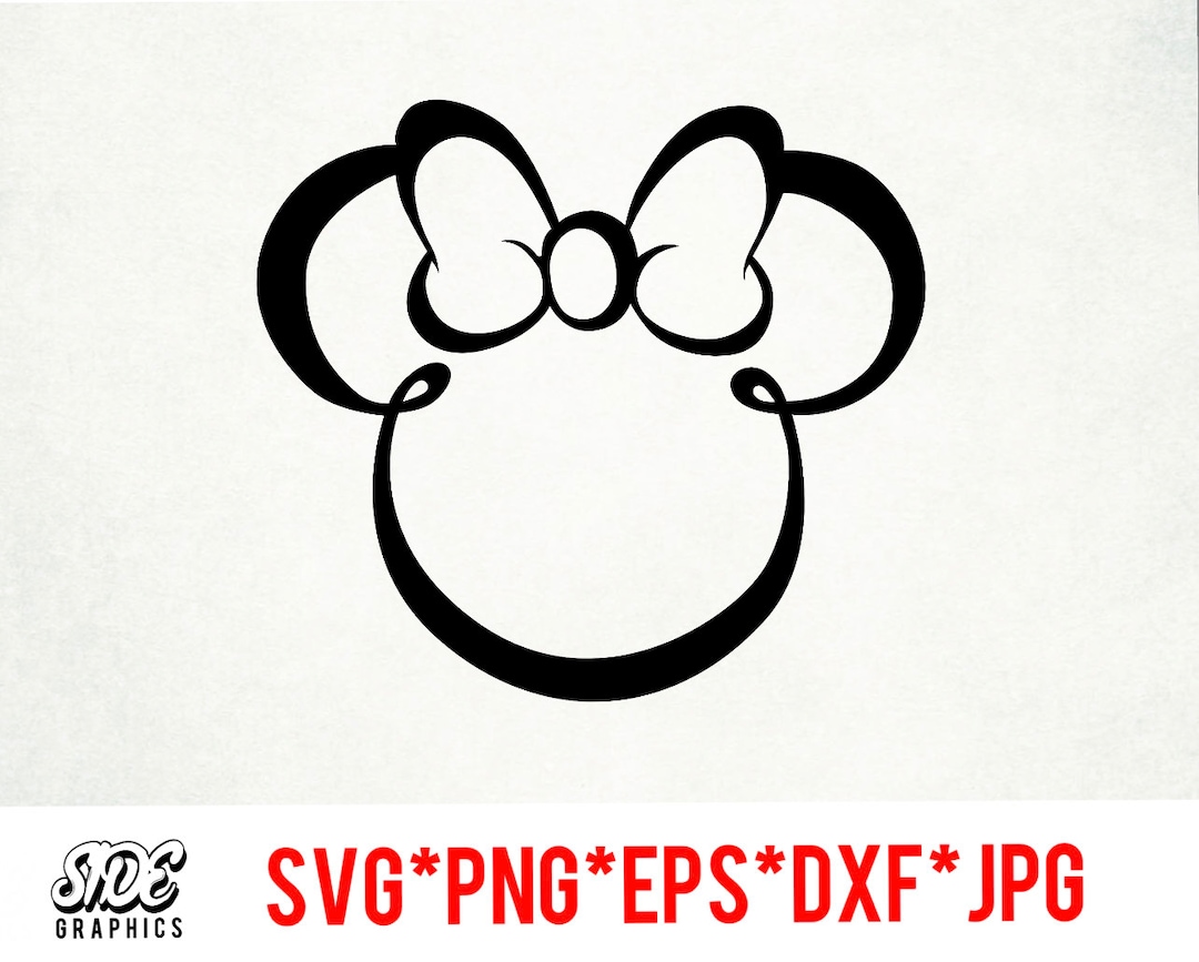 Minnie Mouse Outline Clipart: SVG, PNG, EPS, JPG, DXF (digital Download ...