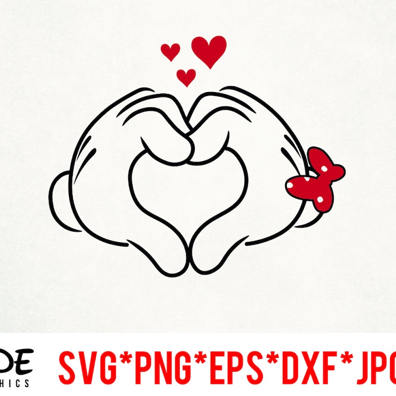 Mickey Mouse Hands Love Heart - Etsy