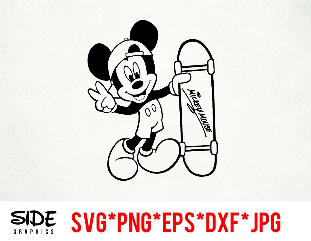 Skateboard Mickey Instant Download Digital File Svg, Png, Eps, Jpg, and ...