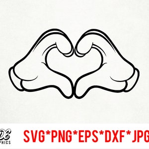 Mickey Heart Hands Instant Download Digital File Svg, Png, Eps, Jpg ...