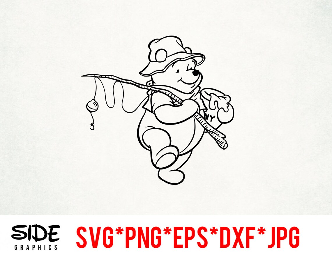 Fisherman Pooh Instant Download Digital File Svg, Png, Eps, Jpg, and ...