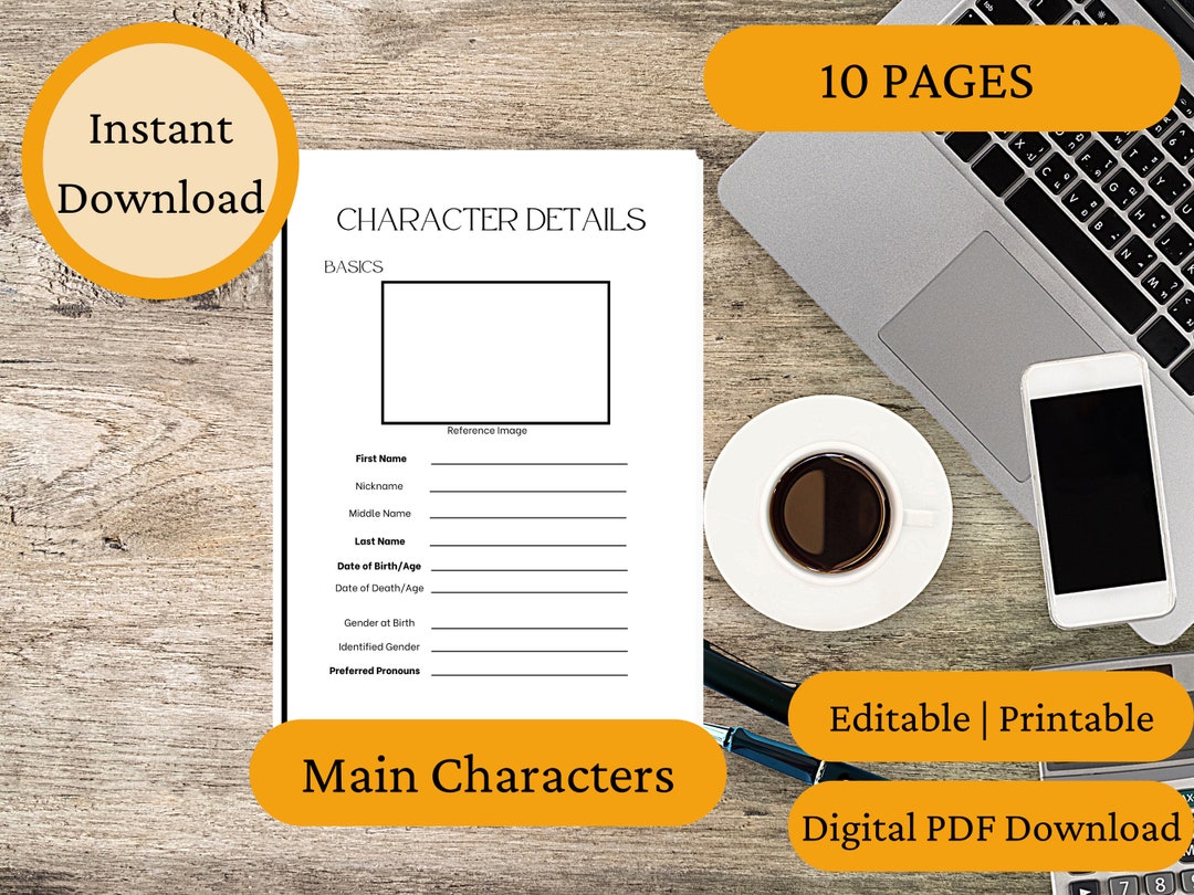 Main Character Development Workbook Build Realistic Characters Main ...